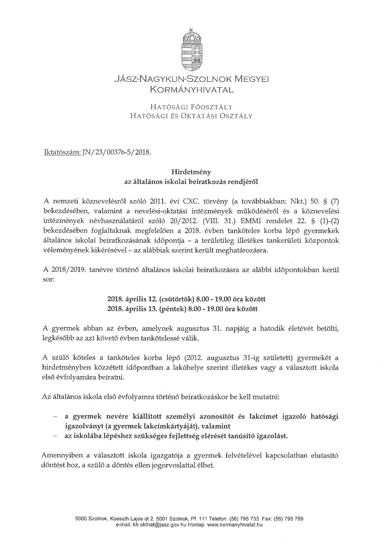 Általános iskolai beiratkozás